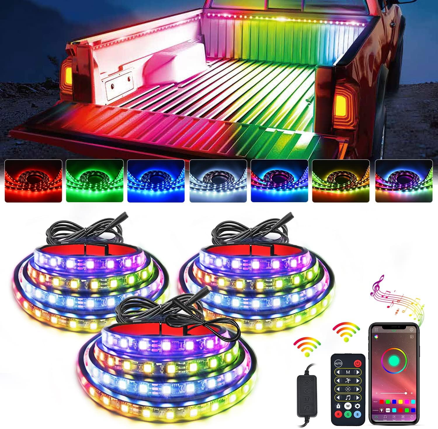 Bed Light Strip -IC Bar for Pickup Multi Dream Color DIY Music ...