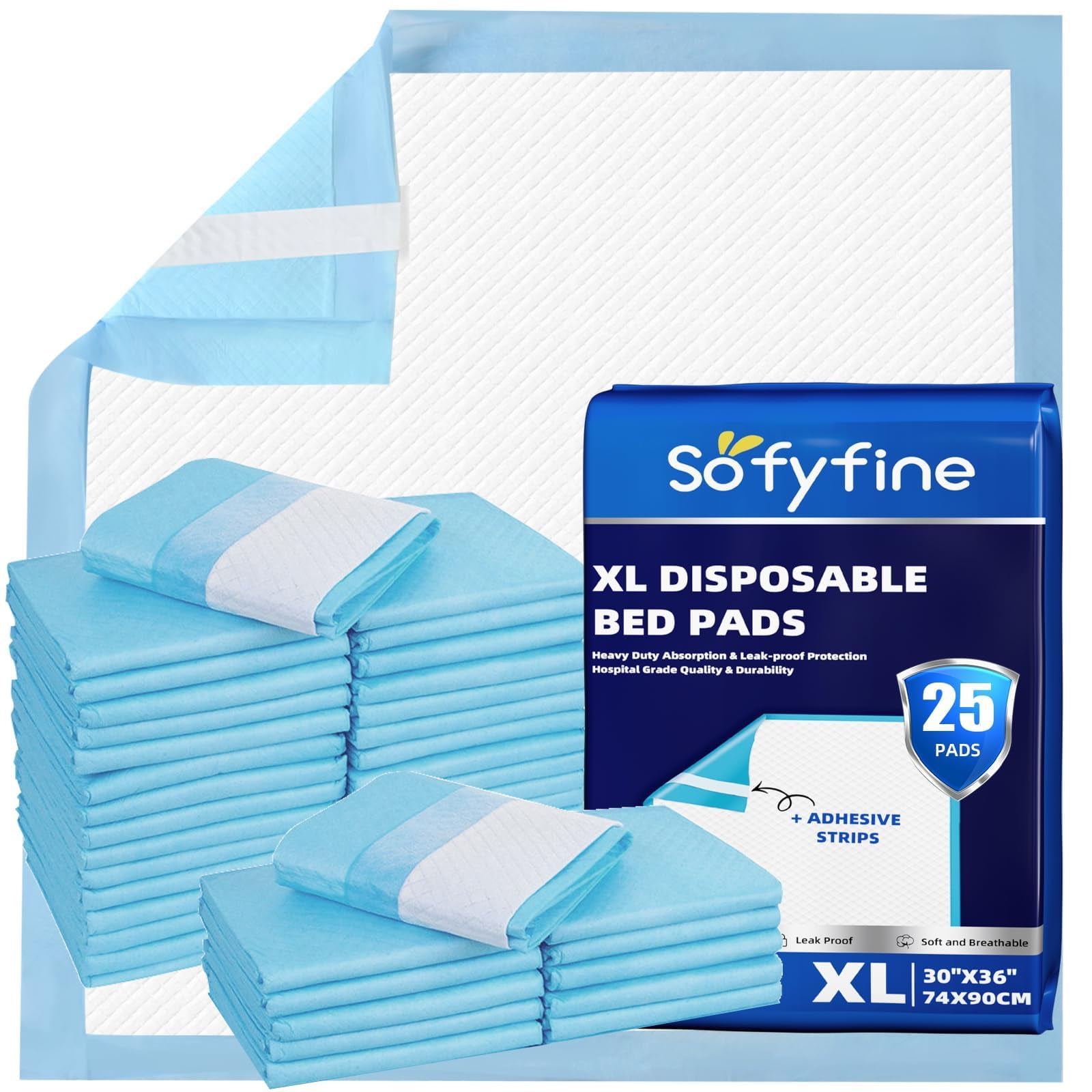 Bed Pads with Adhesive Strip 30"x36" Thicken Elderly Adults ...