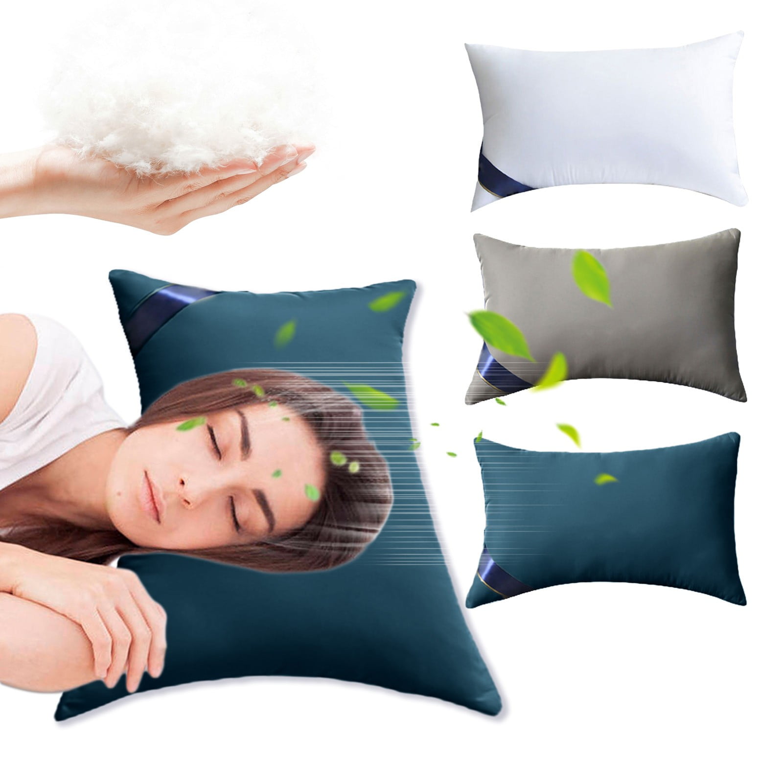 down Bed Pillow, Velvet Core, Soft Supportive, Skin-friendly Cotton ...