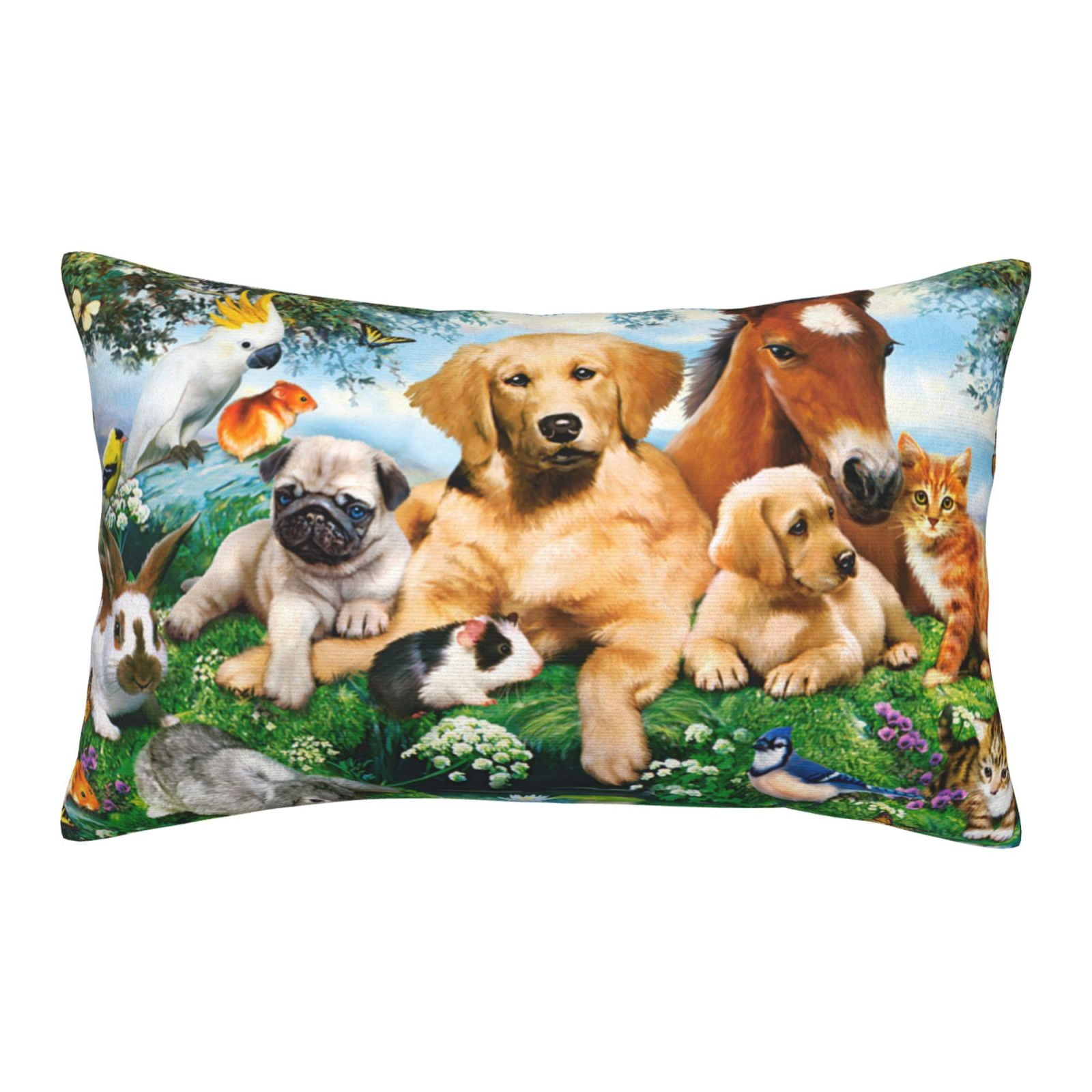 Bed Pillowcase Soft Pillow Cover Animals Print Pillow Protector with ...