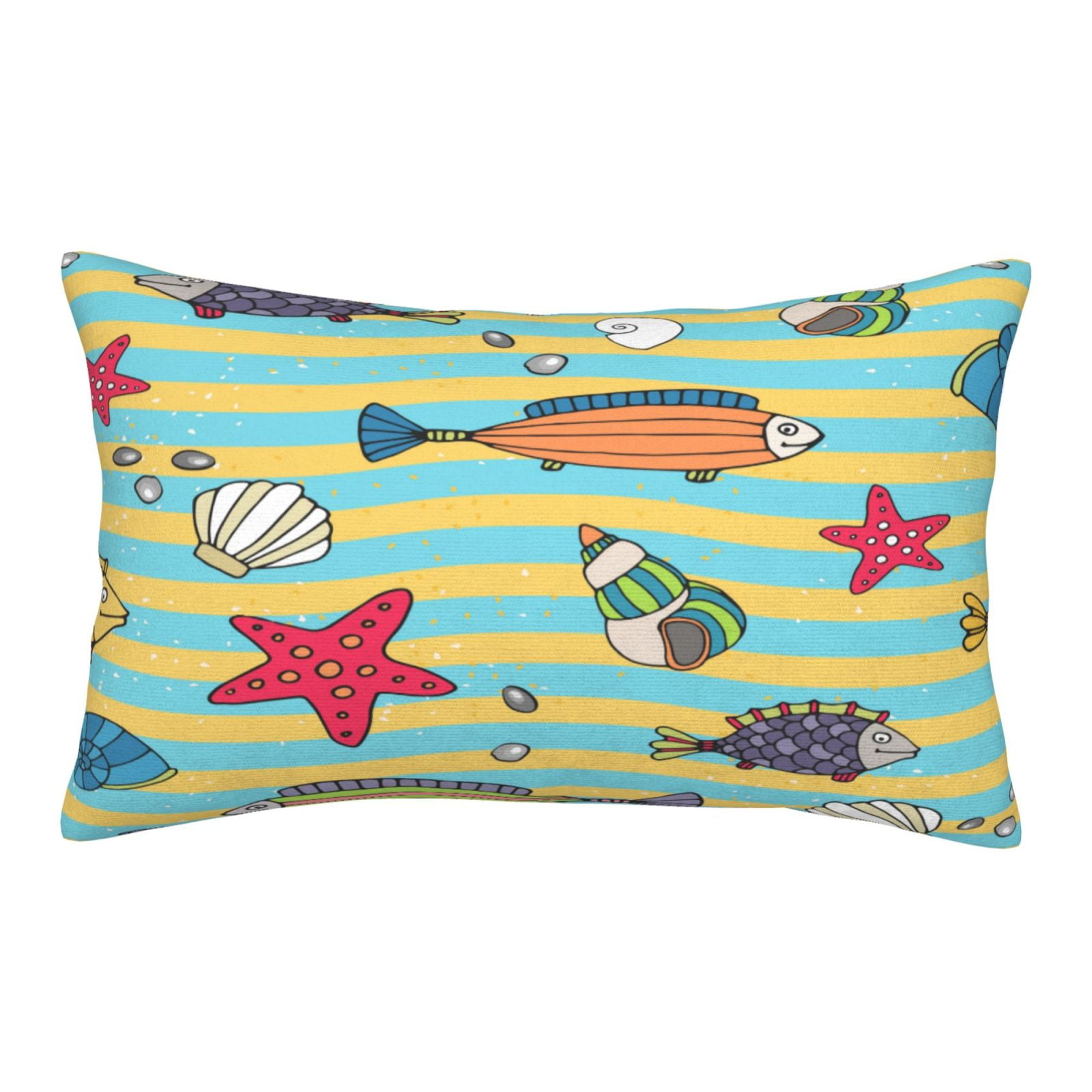 Bed Pillowcase Soft Pillow Cover Sea Wavy Sand With Scattered Shells ...