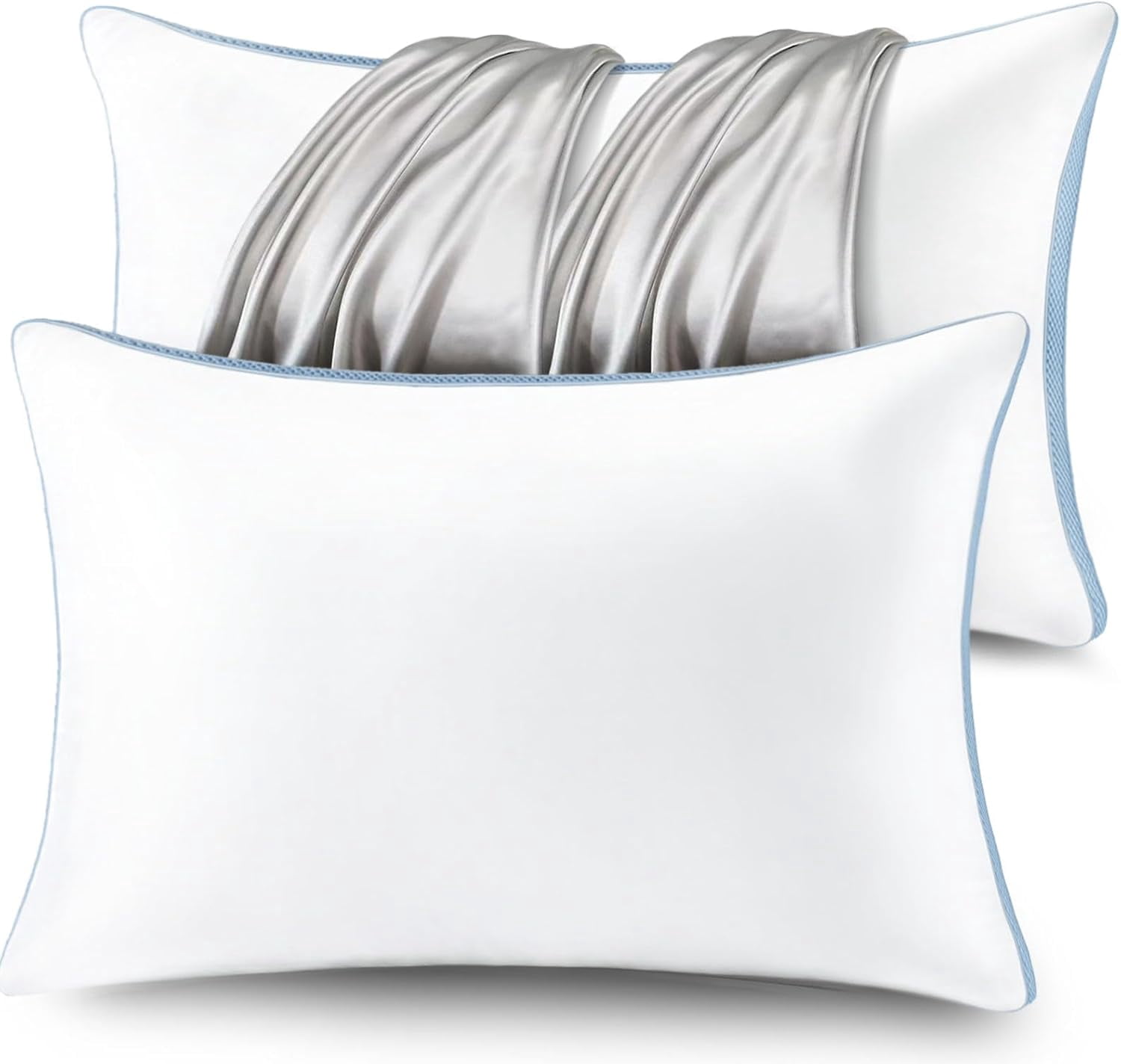 Bed Pillows Queen Size Set of 2, Luxury Cooling Queen Pillows Plus ...
