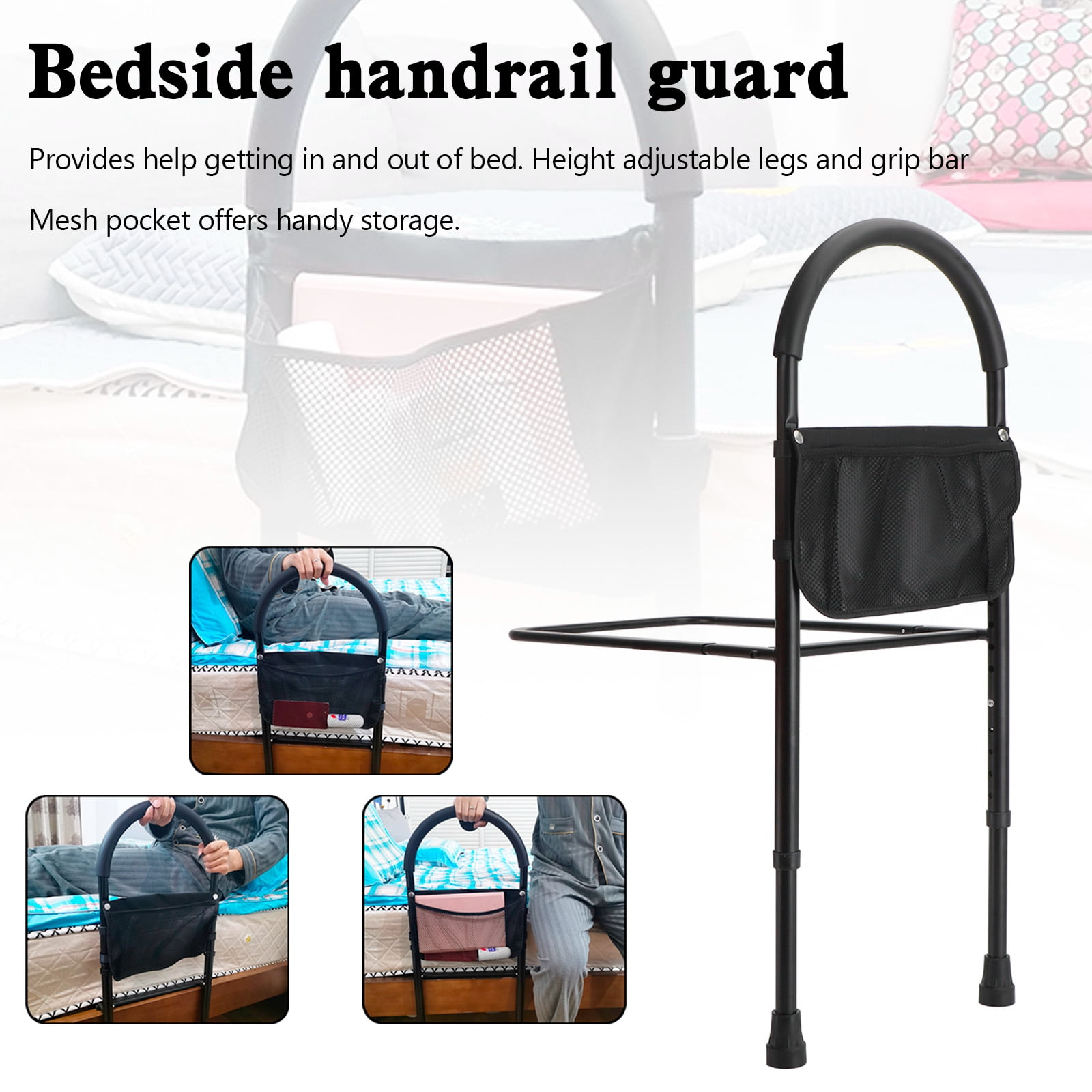 Bed Rail Mobility Aid Guard Adjustable Assist Rail Grab Bar For Senior ...