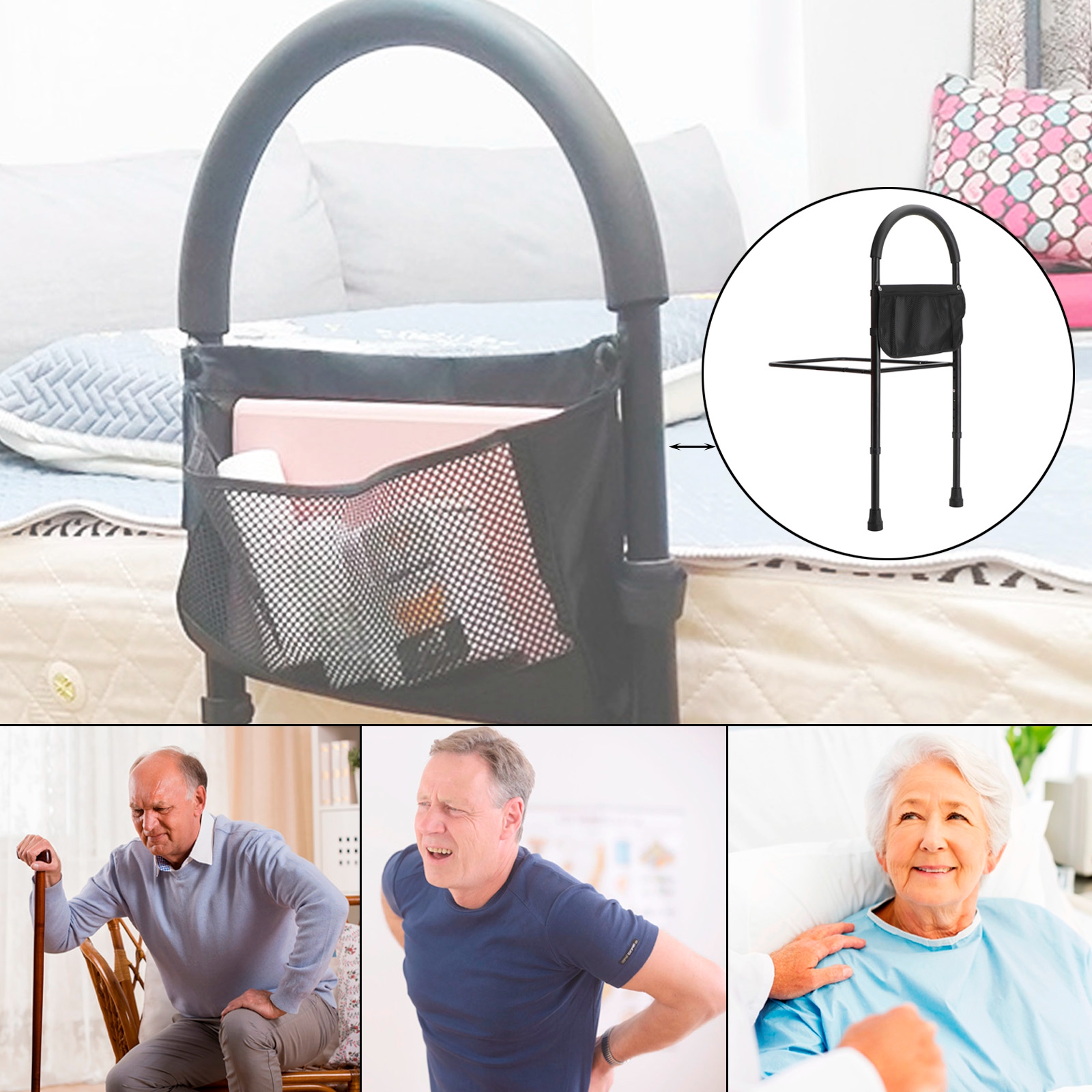 Bed Rail Mobility Aid Guard Adjustable Assist Rail Grab Bar For Senior ...