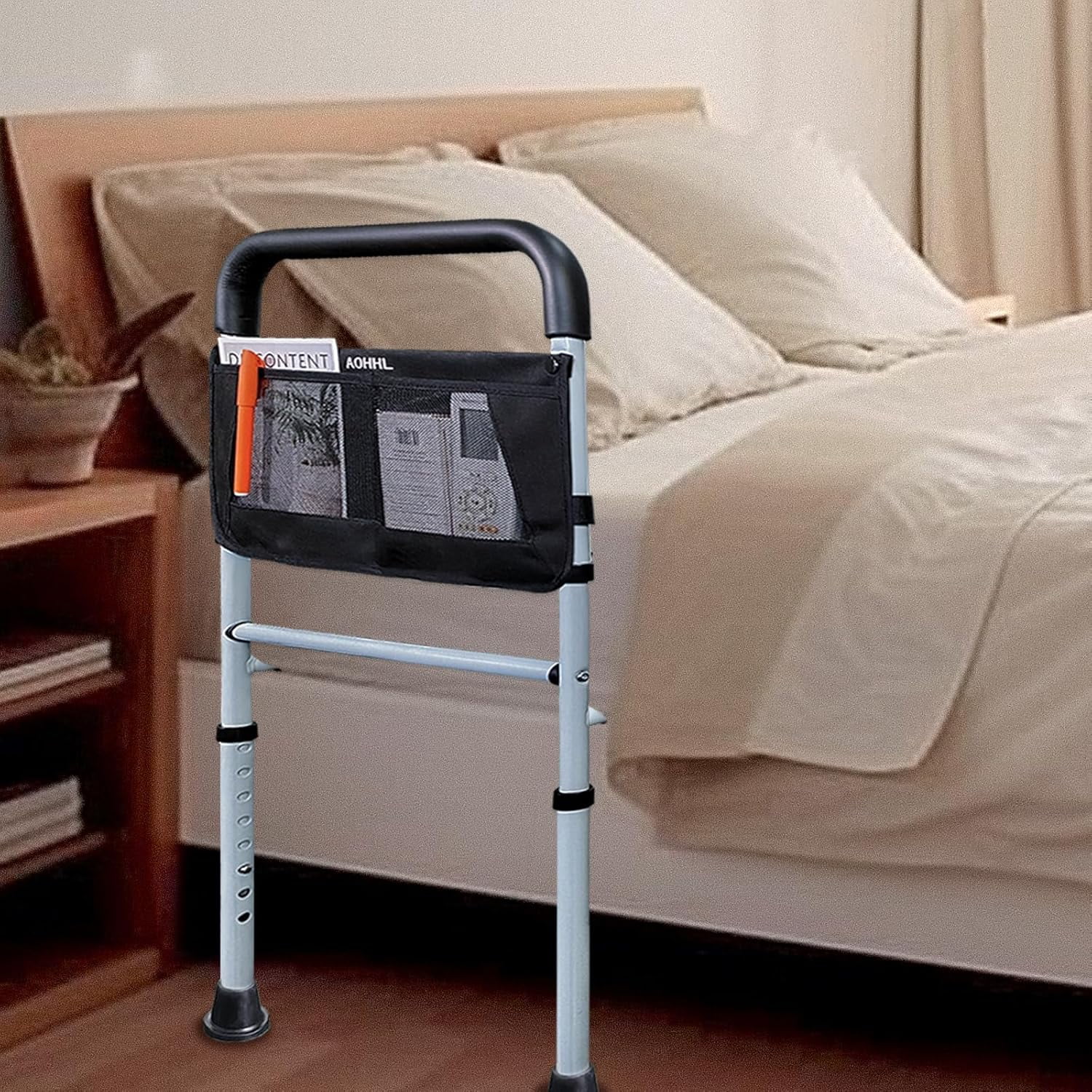 Bed Rails for Elderly Adults Safety with Adjustable Heights Storage ...