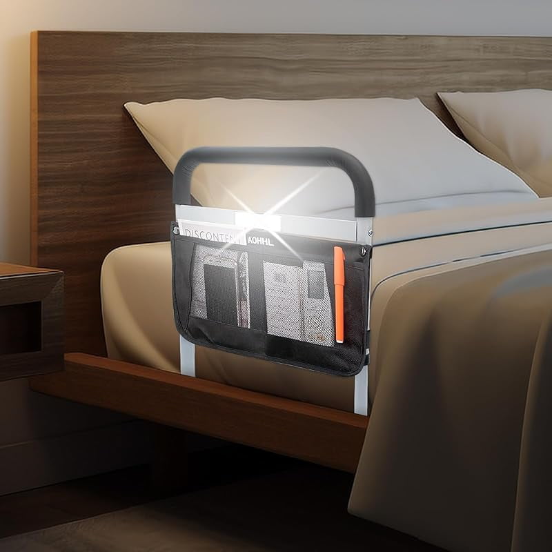 Bed Rails for Elderly Adults Safety with Adjustable Heights Storage ...