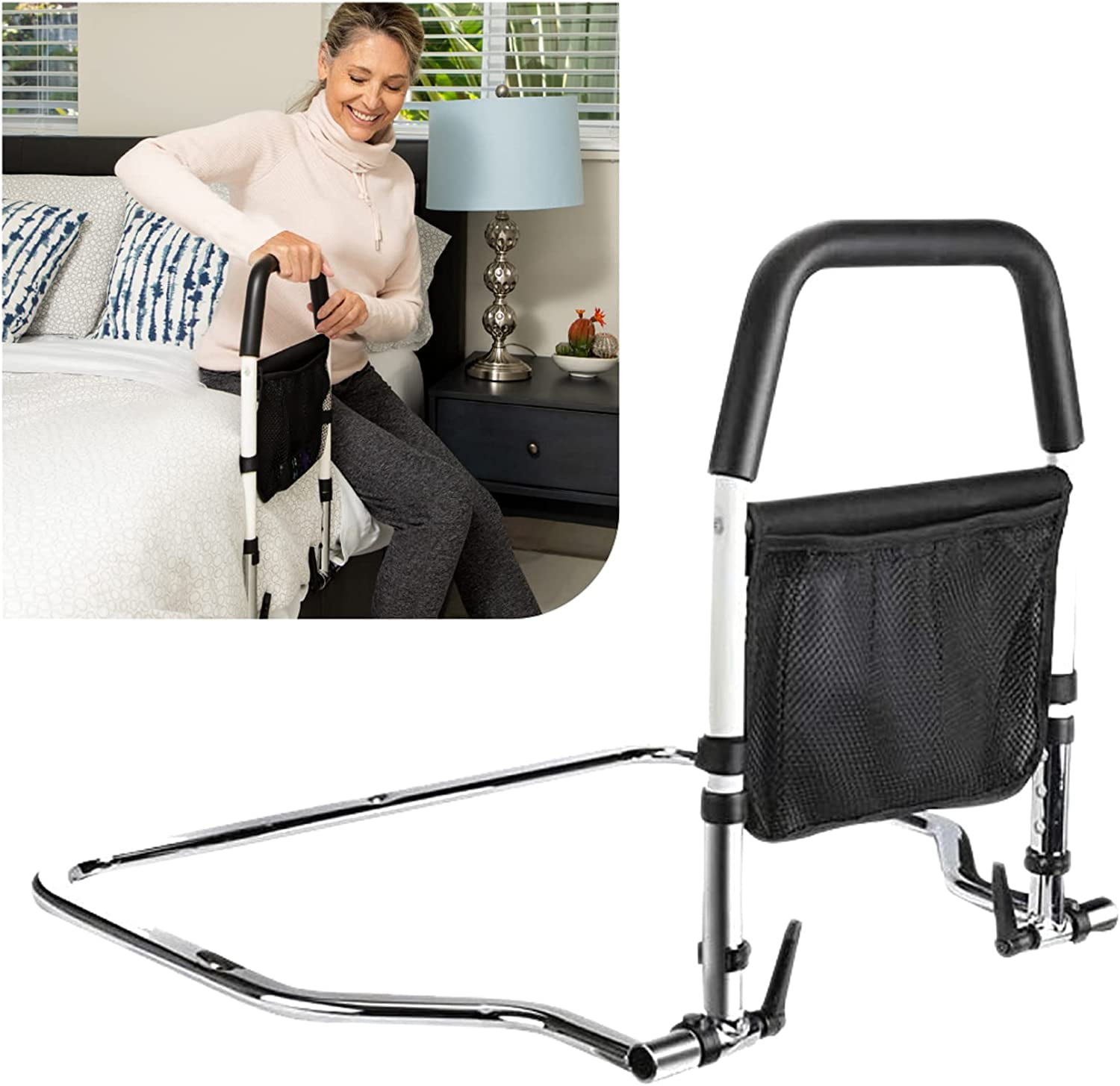 Bed Rails for Elderly Adults Safety - with Height Adjustable & Storage ...