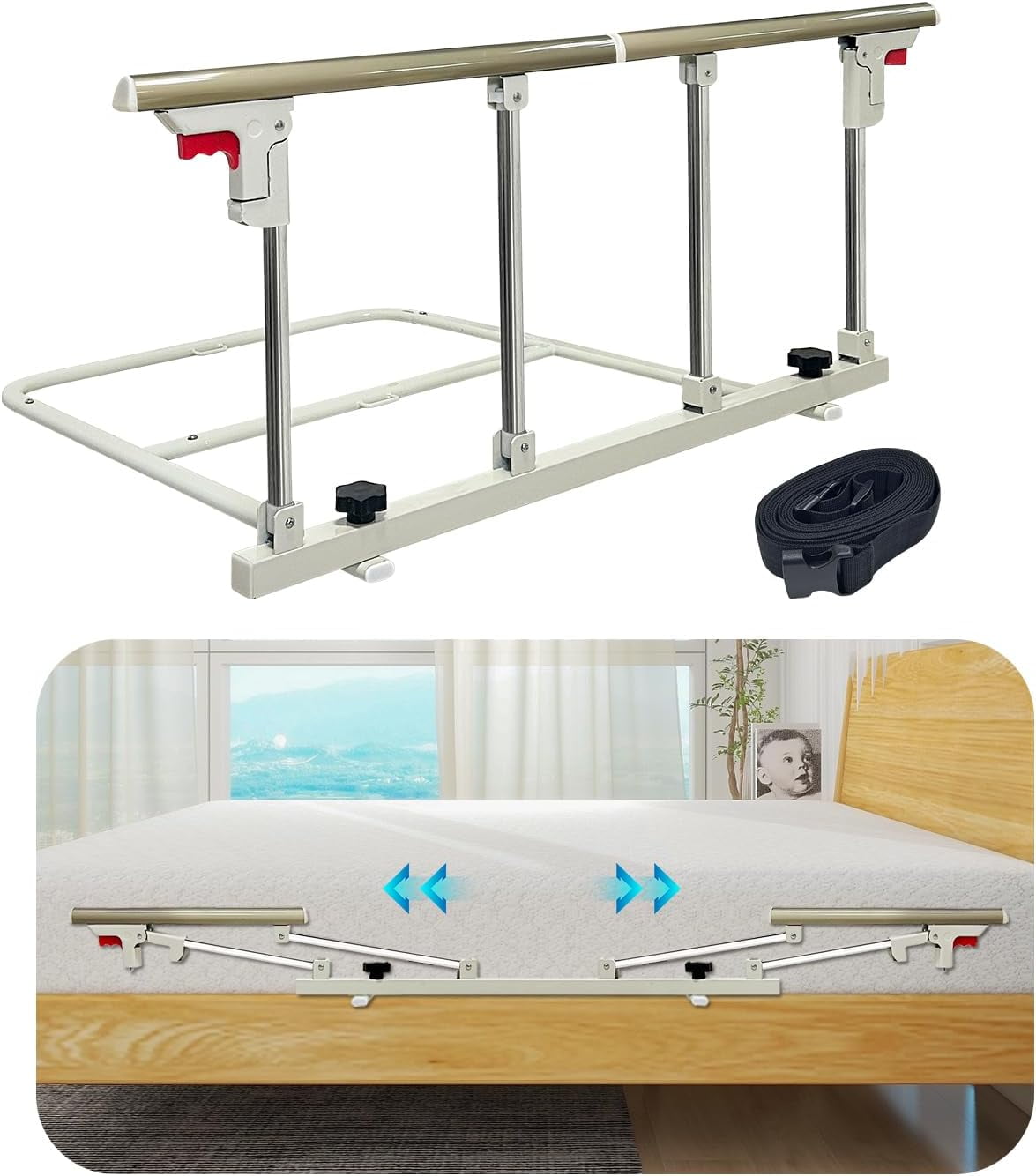 Bed Rails for Elderly Adults Safety Railings for Seniors Side Rail Cane ...