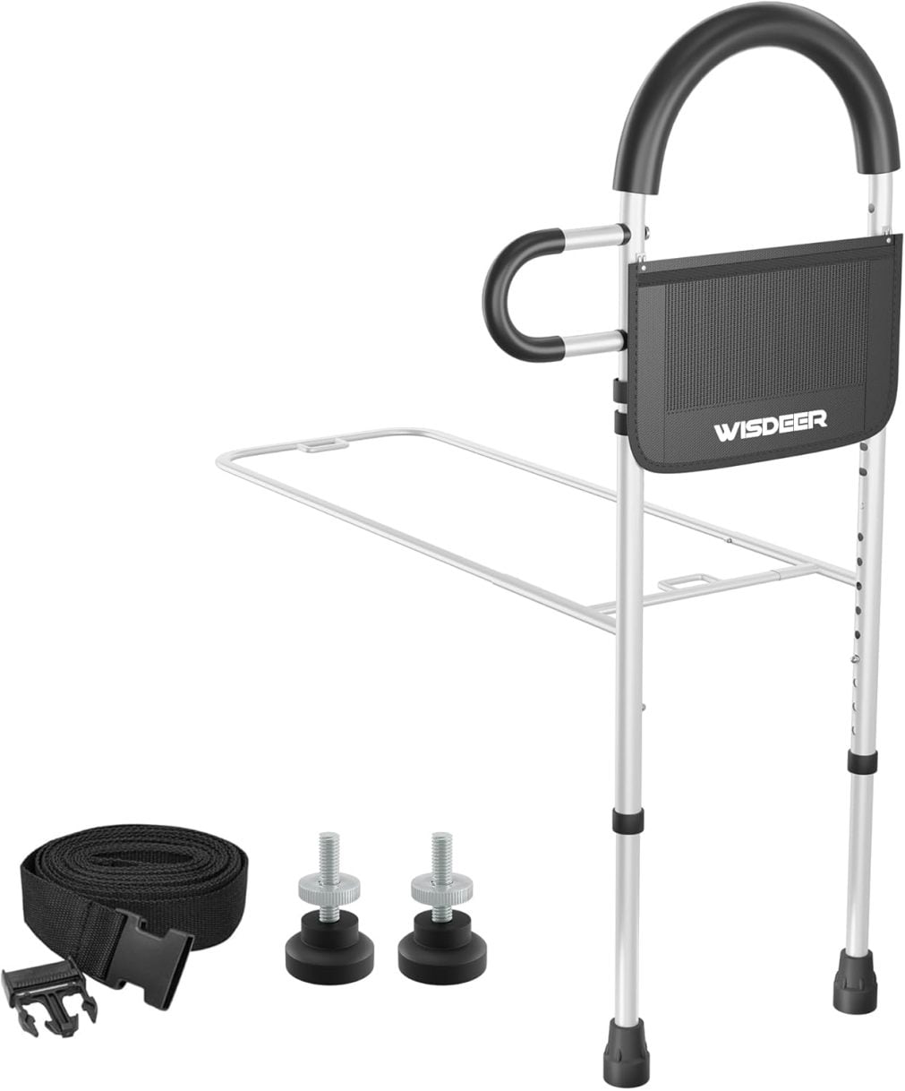 Bed Rails for Elderly Adults Safety with Storage Pocket, Dual Handle ...