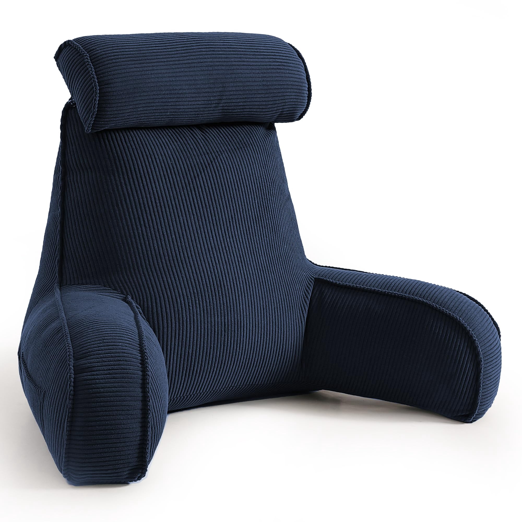 Bed Rest Pillow Navy Blue Large Corduroy Arms Detachable Headrest ...