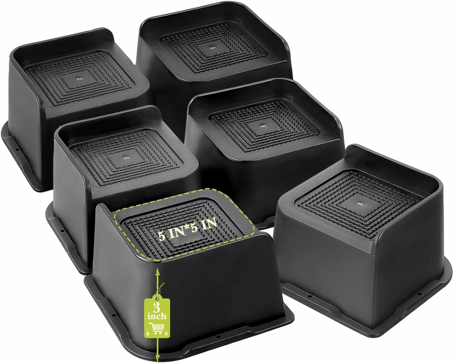 Bed Risers 1 inch, 2 inch, 3 inch, 4 inch, 6 inch, 8 inch Heavy Duty ...