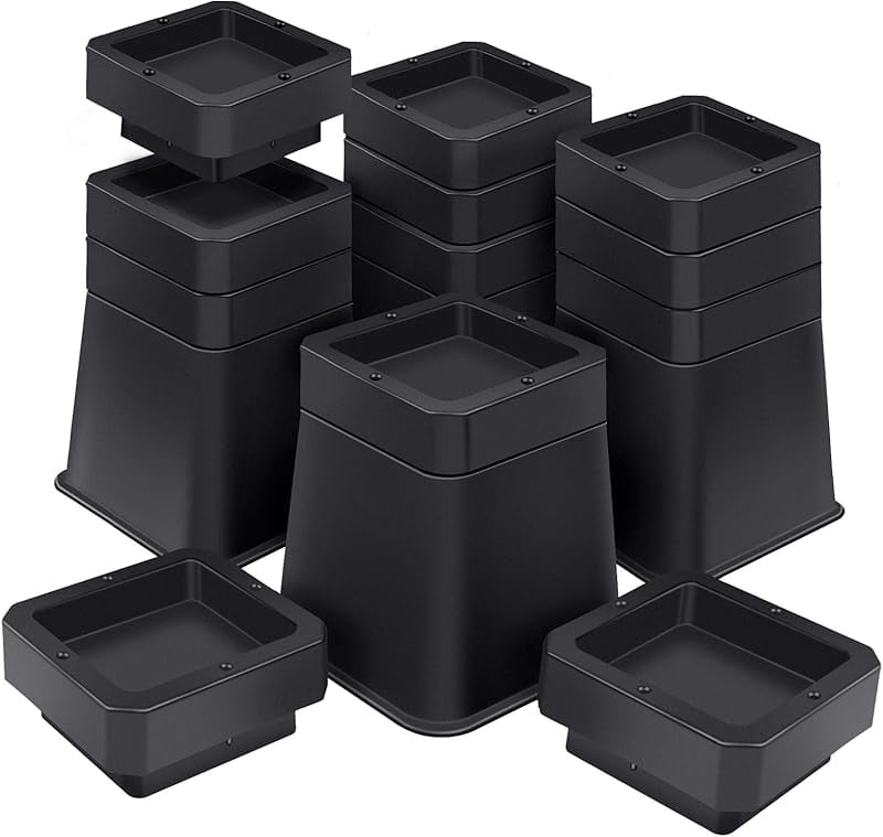 Bed Risers 12 inch Heavy Duty,Elevation in Heights 1,2,3,4,5,6,7,8,9,10 ...