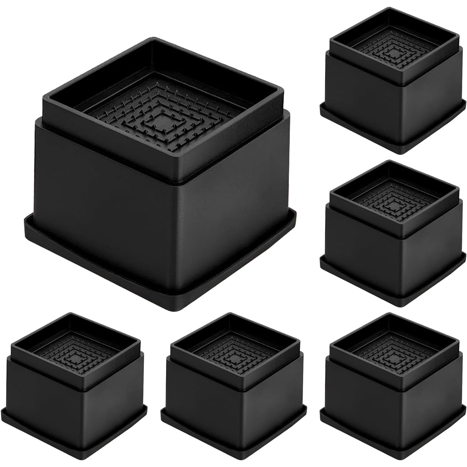 Bed Risers 2 inch, Set of 6, Adjustable Bed Furniture Risers 1, 2 or 3 ...