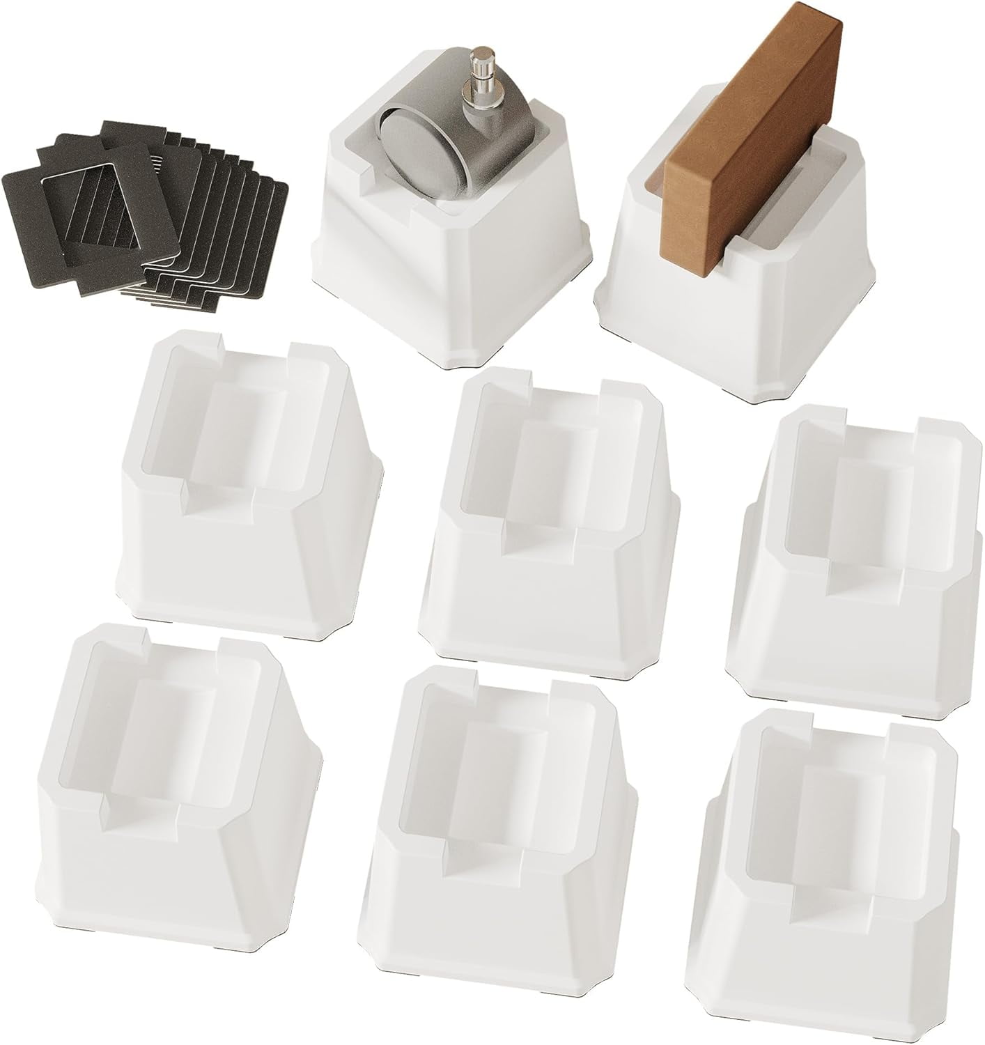 Bed Risers 3 Inch Set of 8 for Wheels, Heavy Duty Bed Elevators Lifts ...