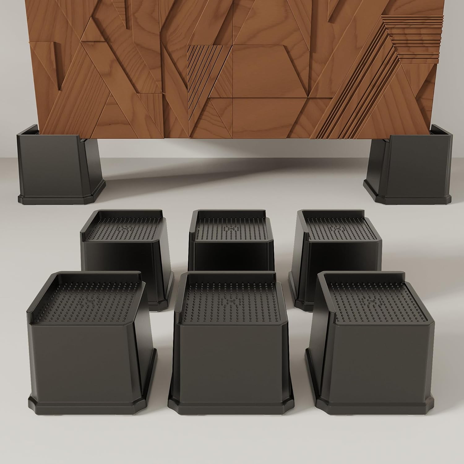 Bed Risers 4 Inch 8 Pack Oversized L Shape Furniture Bed Lifts Risers 4 ...