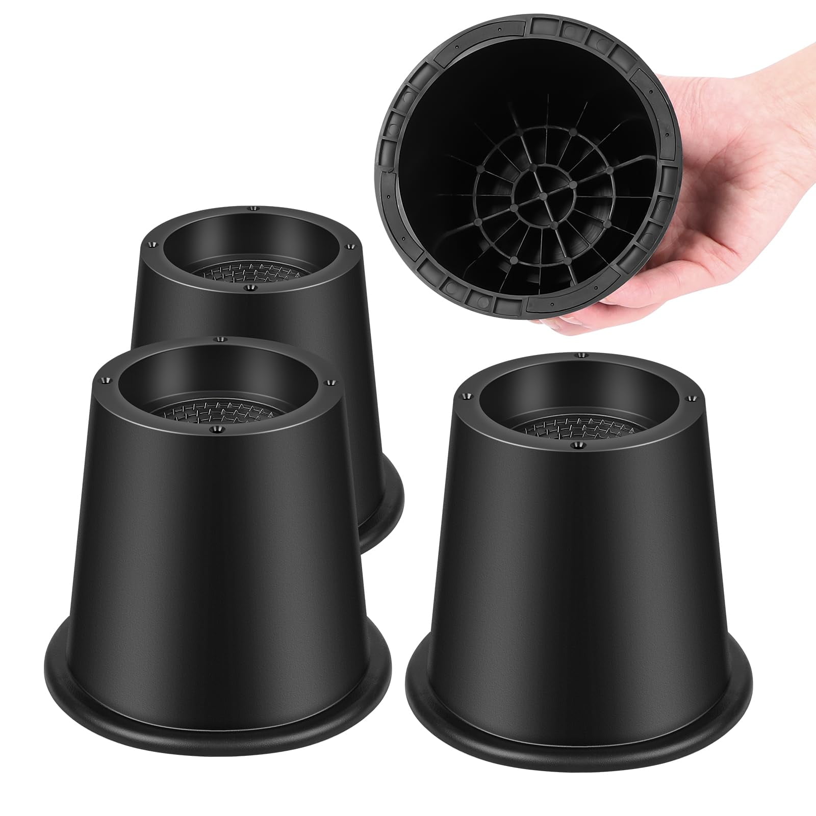 Bed Risers, 4 Inch Furniture Lift Risers, Heavy Duty ABS Plastic, 3000 ...