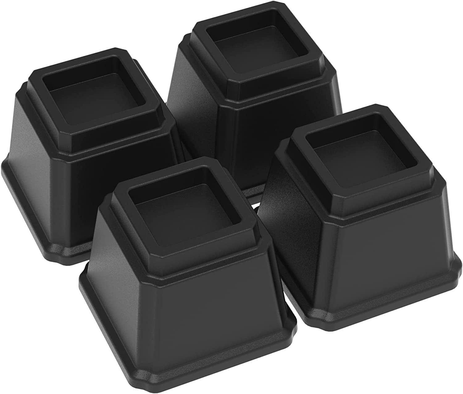 Bed Risers 4 Inch Heavy Duty 4 Pack Bed Furniture Elevators, 1,500 lbs ...