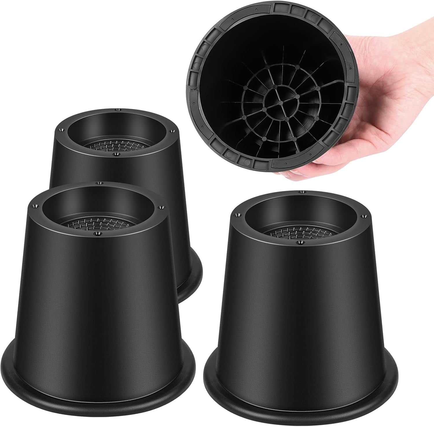 Bed Risers -4 Inch Heavy Duty Round Furniture Leg Extenders for Storage ...