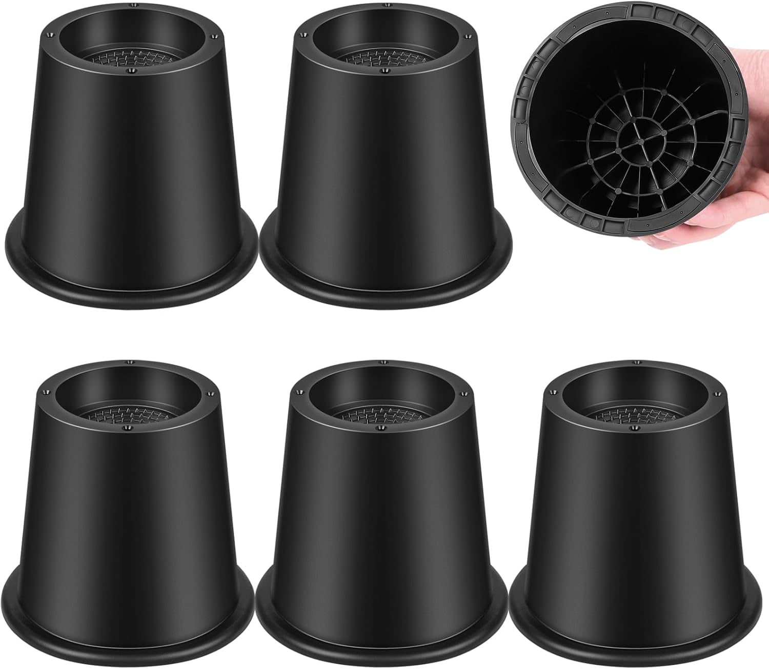 Bed Risers -4 Inch Heavy Duty Round Furniture Leg Extenders for Storage ...