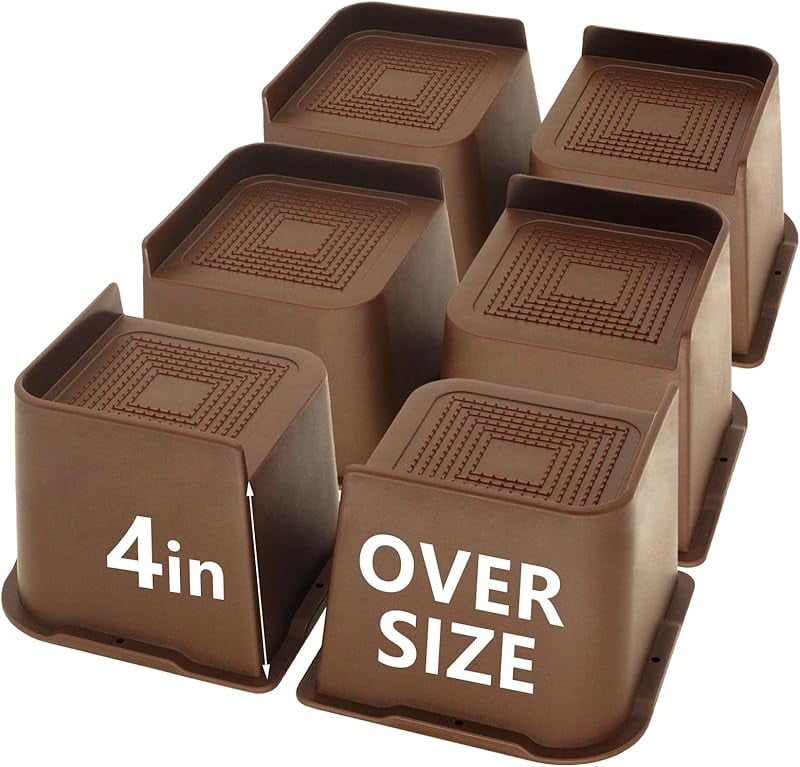 Bed Risers 4 inch Heavy Duty, 4 Pack Oversized Furniture Risers 6 inch ...