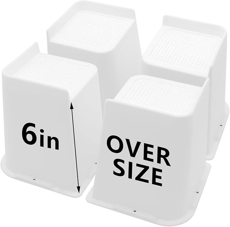 Bed Risers 4 inch Heavy Duty, 4 Pack Oversized Furniture Risers 6 inch ...