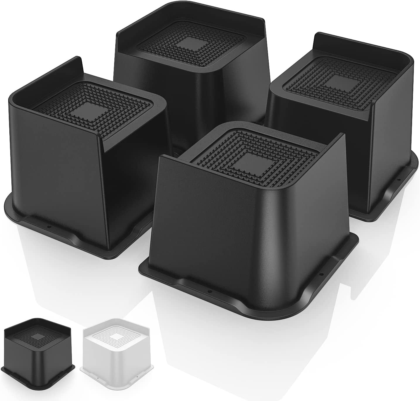 4 Pack, Heavy Duty Bed Risers, 4-Inch Lift, Support Up to 5500lbs ...