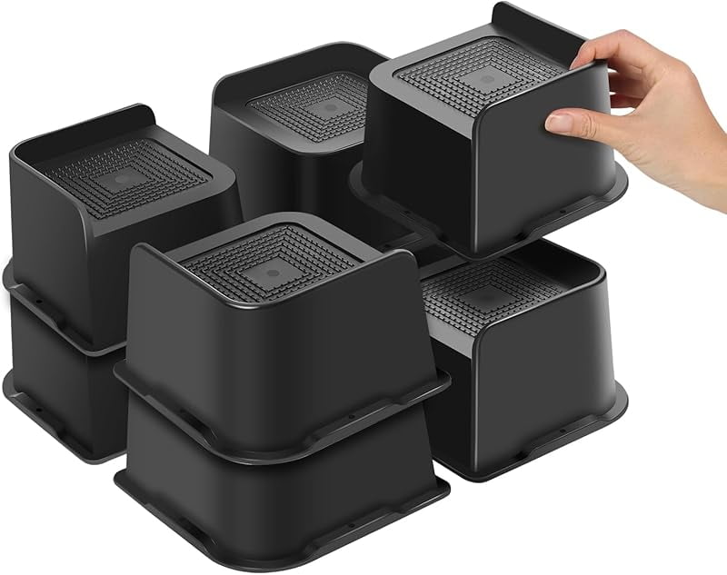 Bed Risers 6 inch Heavy Duty 4 Pack, L Shape Furniture Risers 6 inch ...