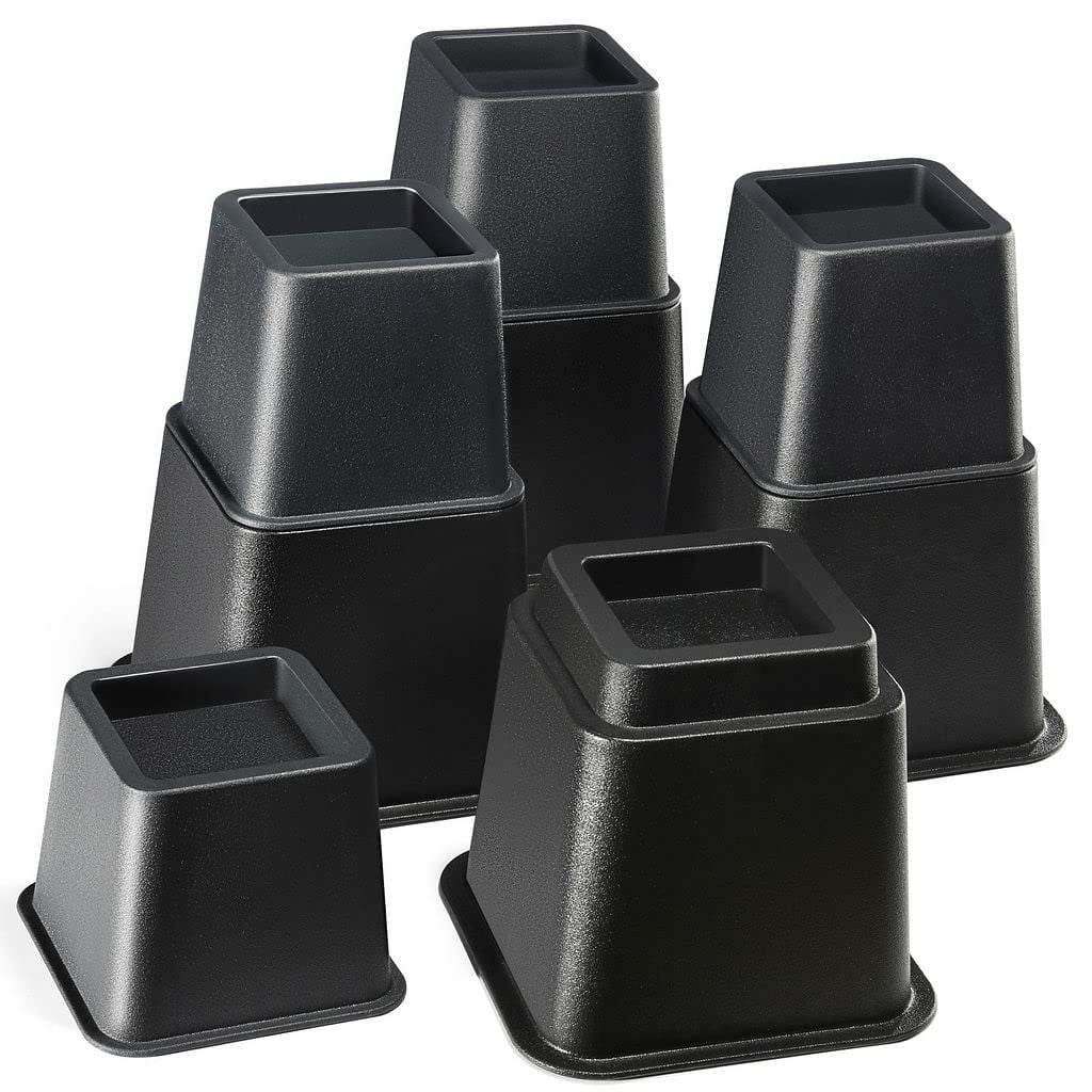 Bed Risers Adjustable Height 3 5 8 Inch, Heavy Duty Stackable Furniture Lifters for Under Bed ...