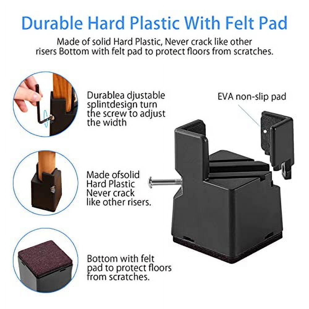 Bed Risers,Furniture Risers with Adjustable Screw Clamp,Heavy Duty ...