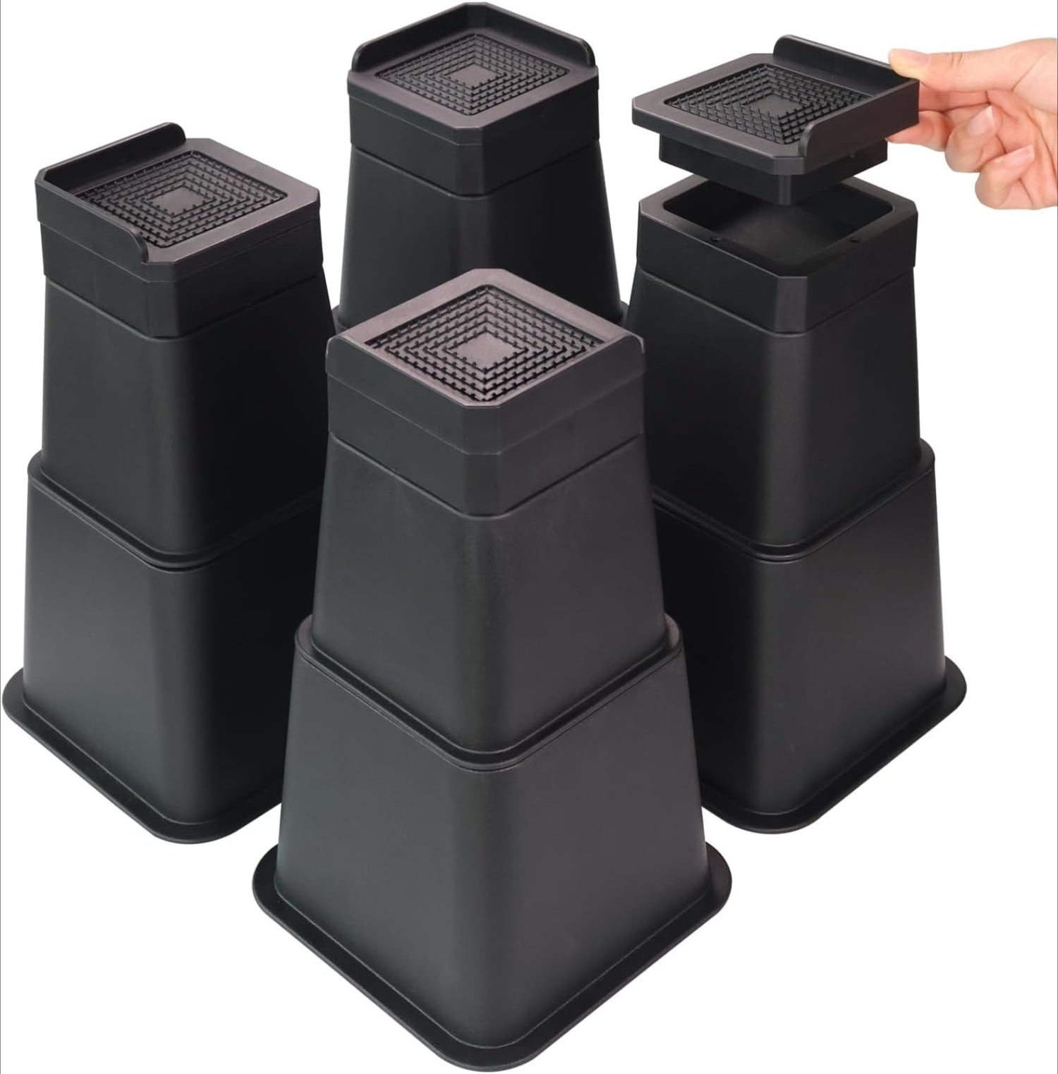 Bed Risers Heavy Duty 3,4,5,6,7,8,9,10 inch, Adjustable L Furniture ...