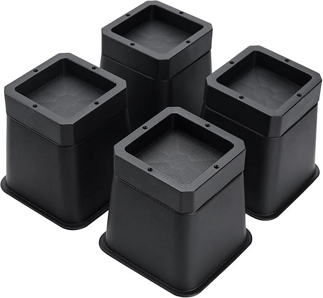 4 Pack 3 or 4 Inch Furniture Risers Heavy Duty Adjustable Black Raises ...