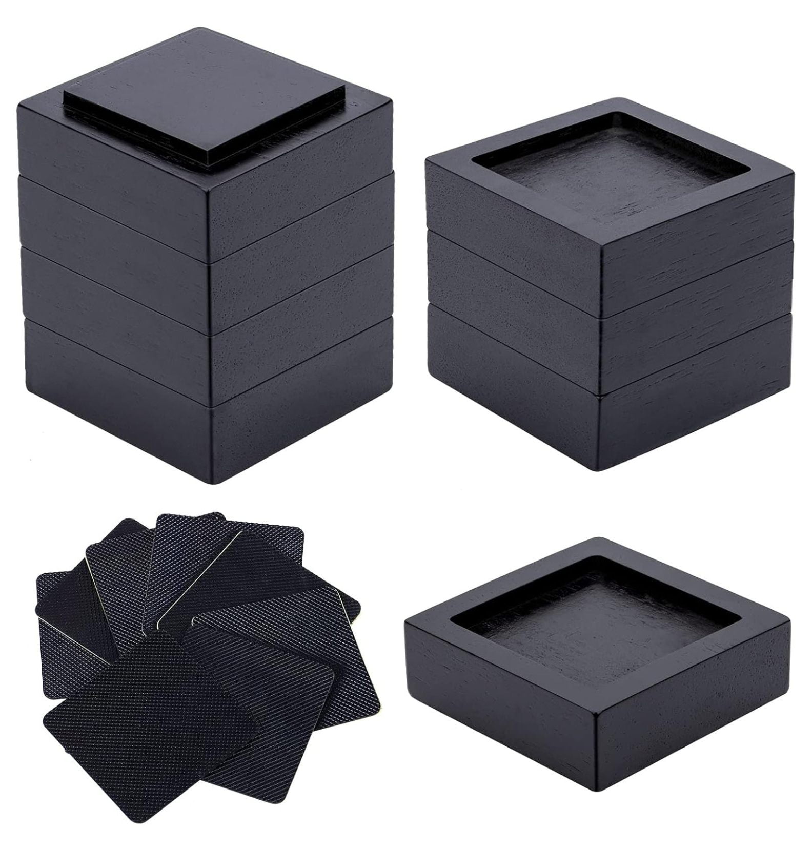 Bed Risers (Set of 8) Lifts Height 1",2",3" or 4",Natural Wood Bed Desk ...