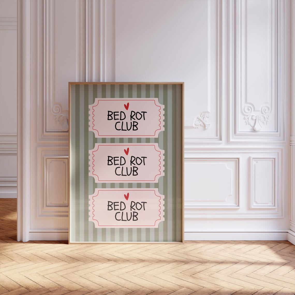Bed Rot Club Ticket Stub Print, Striped Mid,Century Modern Retro Living ...