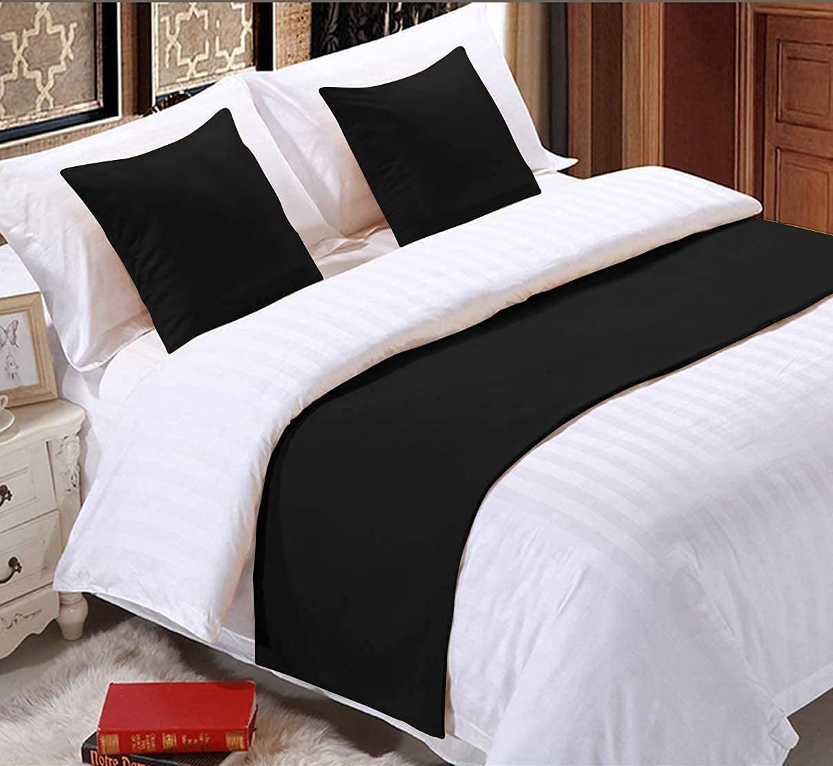 Bed Runner 3 Piece (1 Piece Bed Runner and 2 Pillowshams), 100% ...