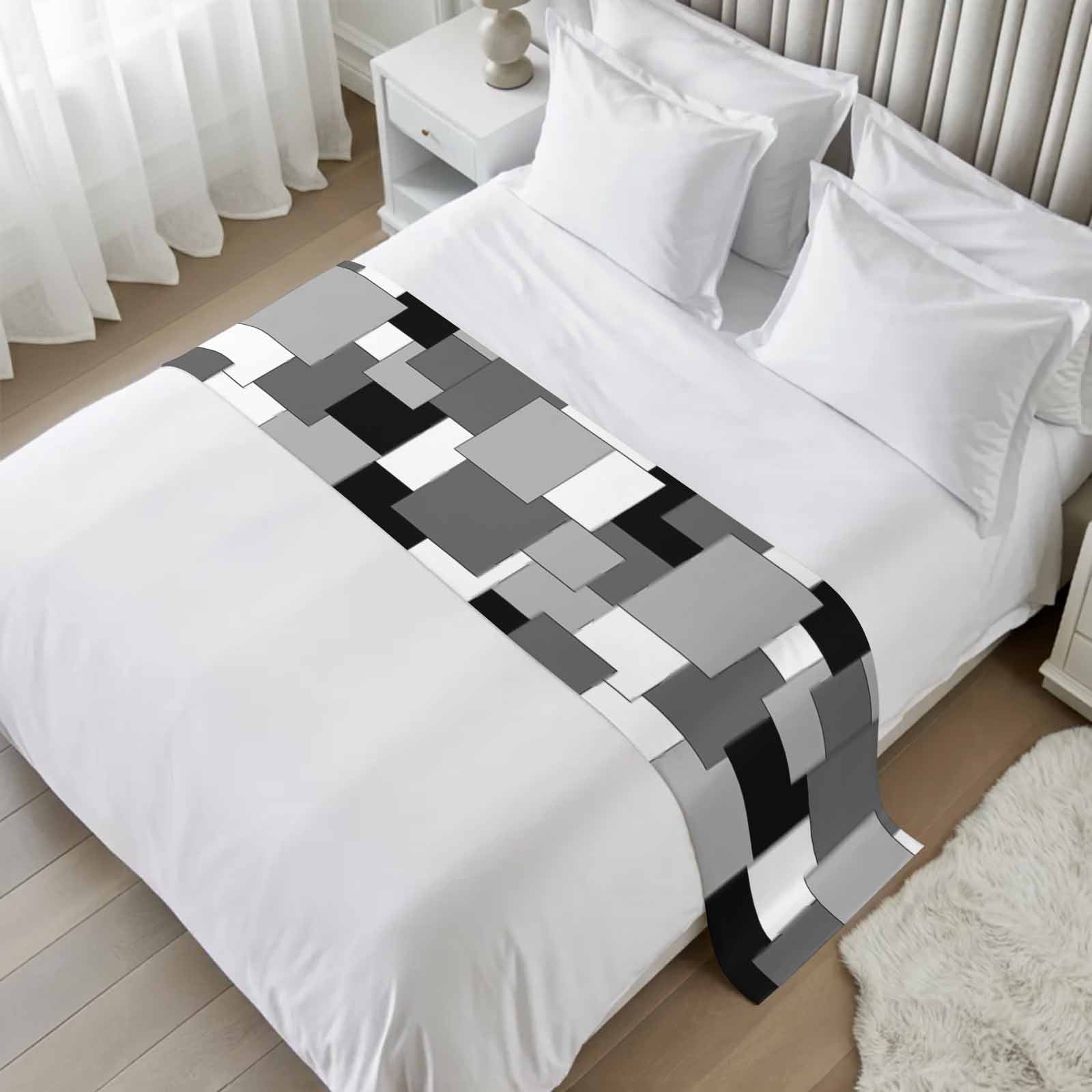 Bed Runner Abstract Modern Geometric Bedding Scarves Soft Decorative ...