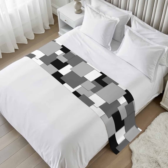 Bed Runner Abstract Modern Geometric Bedding Scarves Soft Decorative ...
