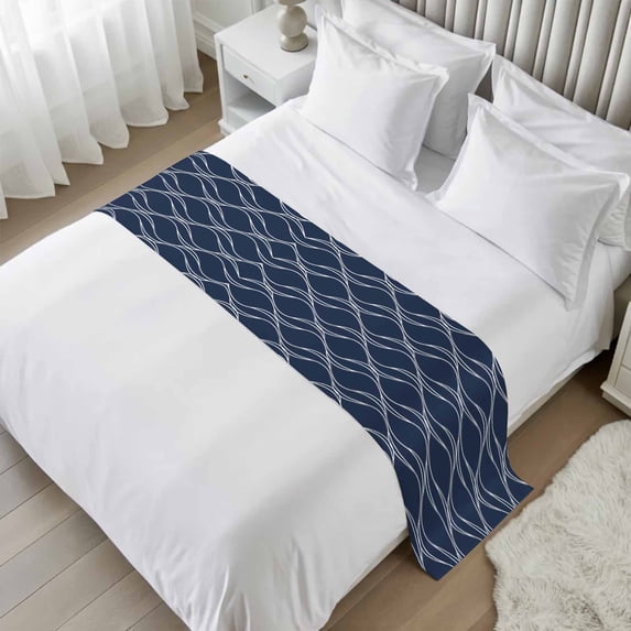Bed Runner Abstract Sea Waves Lines Bedding Scarves Soft Decorative Bed ...