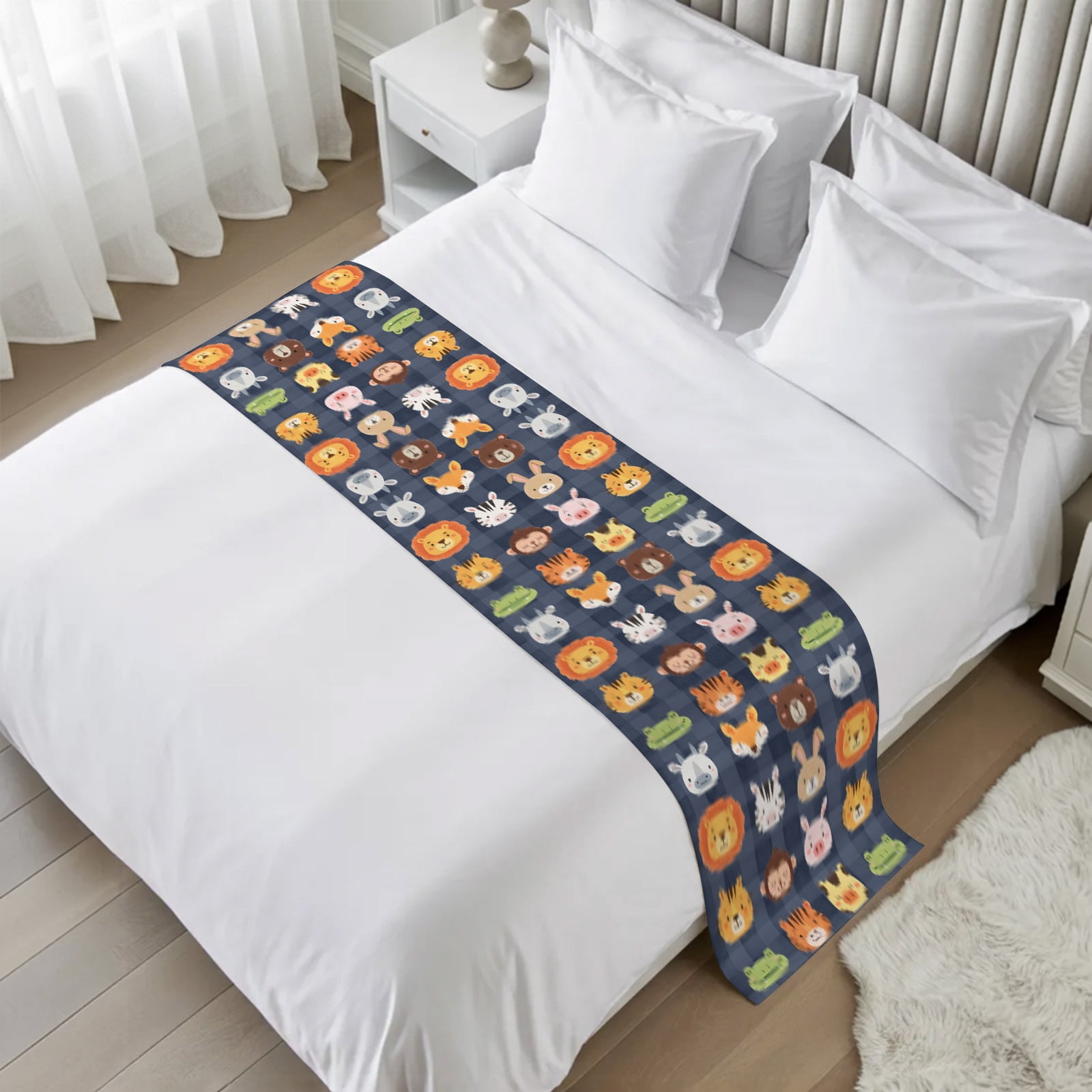 Bed Runner Animal Zoo Bedding Scarves Soft Decorative Bed Flag Lion ...