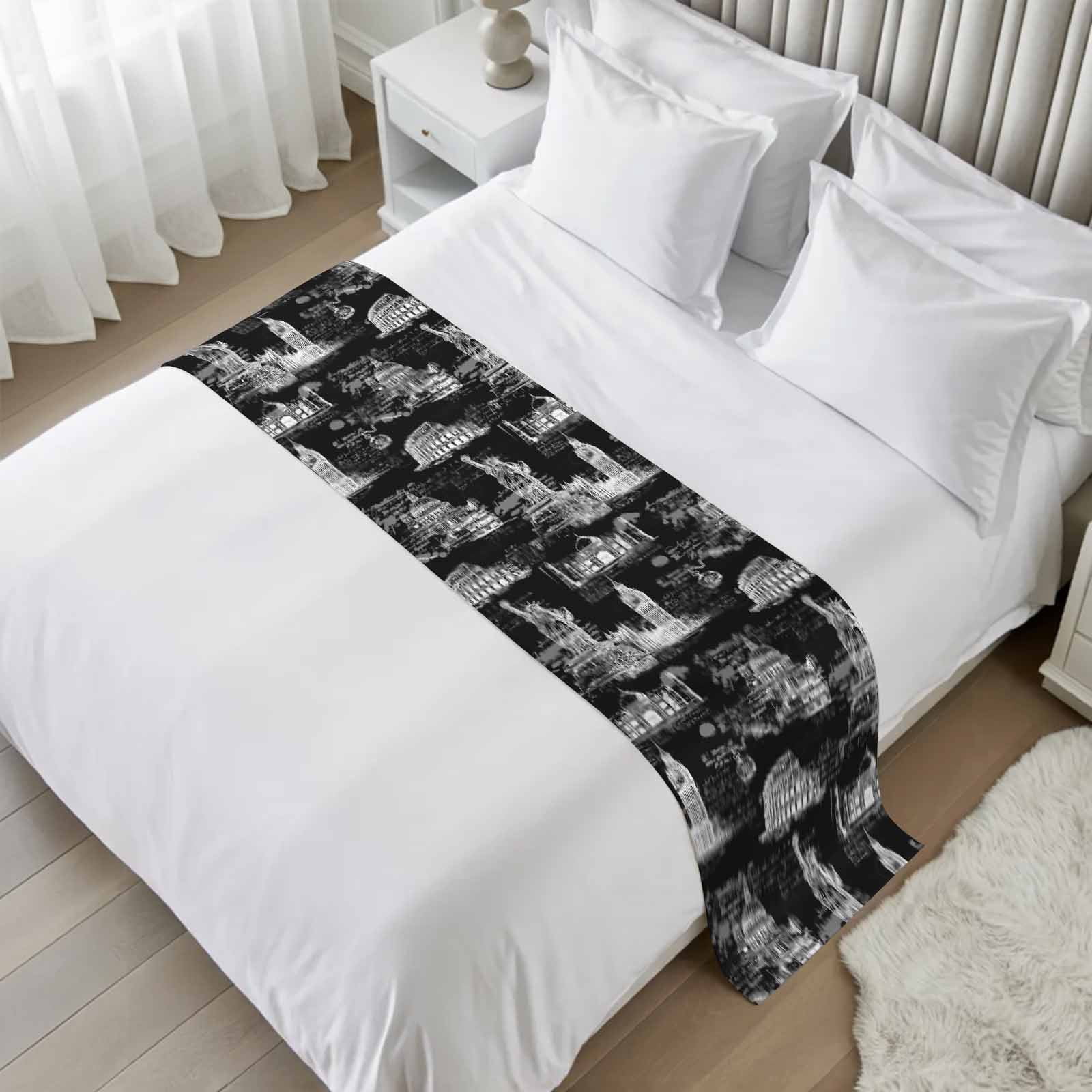 Bed Runner Architecture Landscape Bedding Scarves Soft Decorative Bed ...