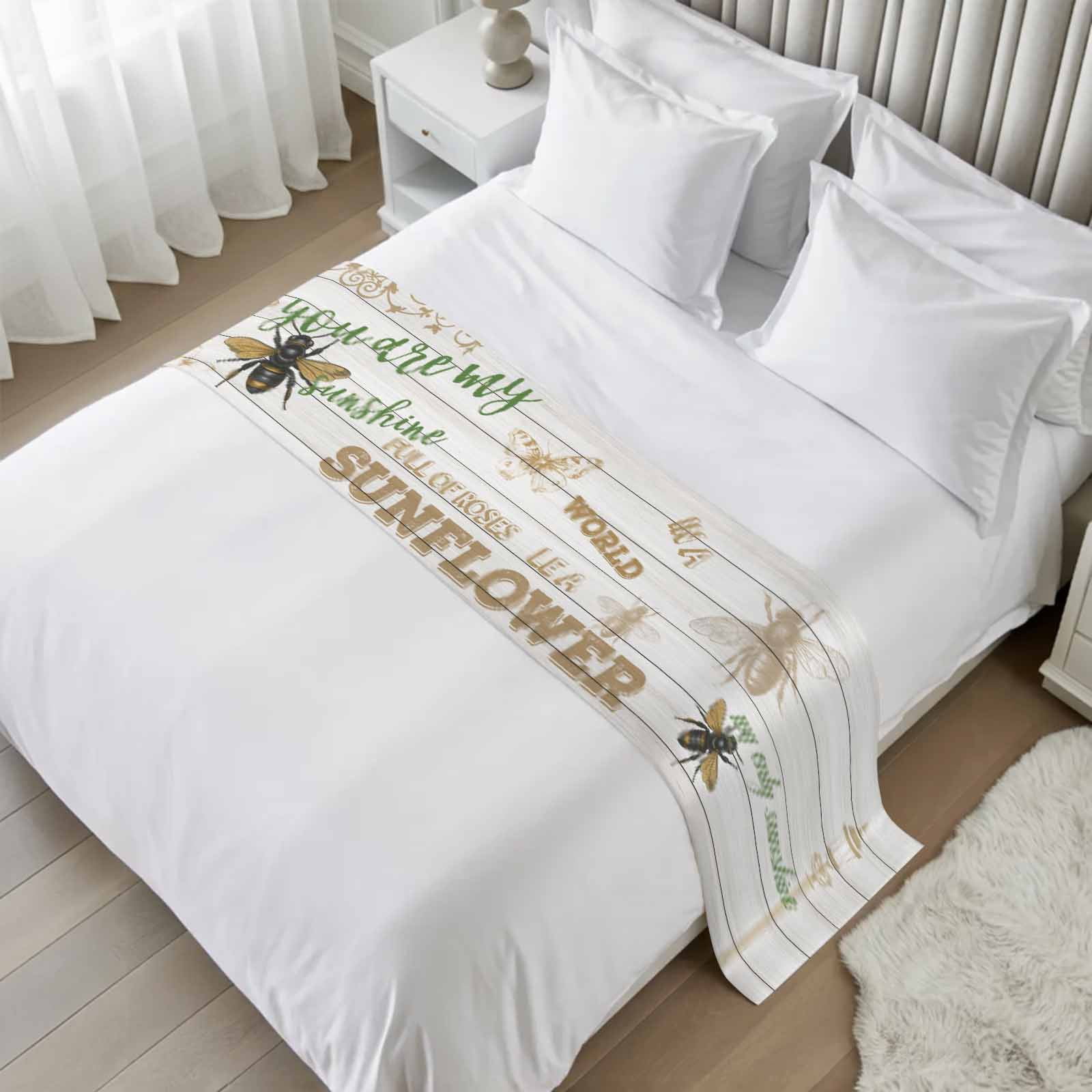 Bed Runner Bee Sunflower Bedding Scarves Soft Decorative Bed Flag My ...