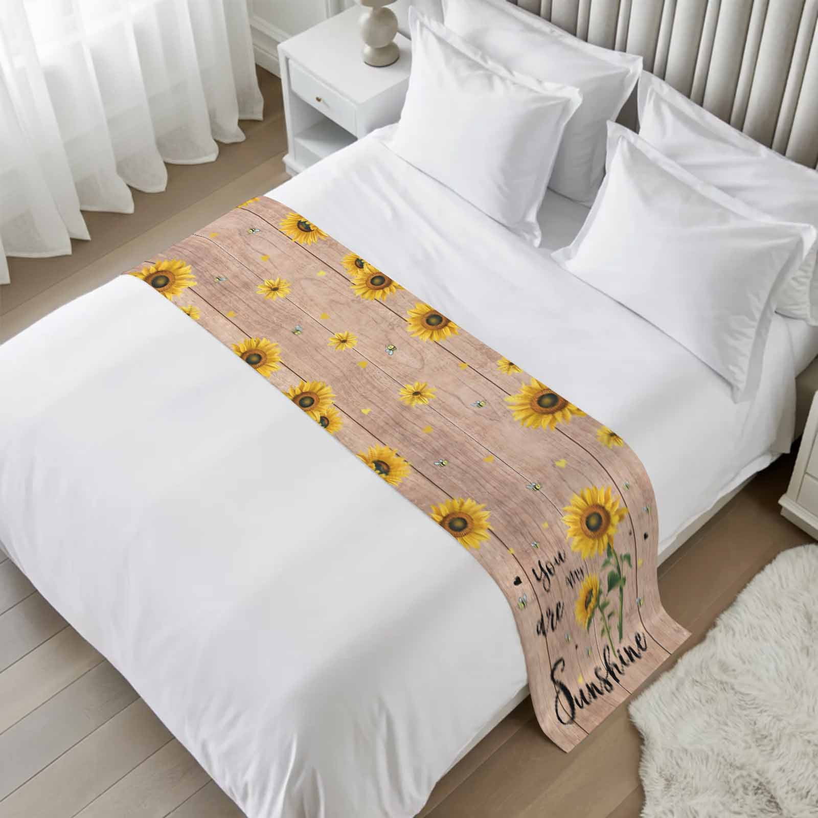 Bed Runner Bee Sunflowers Bedding Scarves Soft Decorative Bed Flag ...