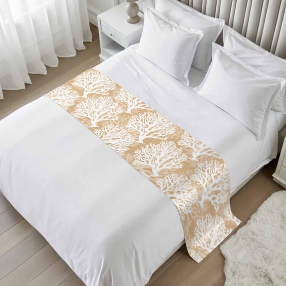Bed Runner Beige Ocean Coral Bedding Scarves Soft Decorative Bed Flag ...