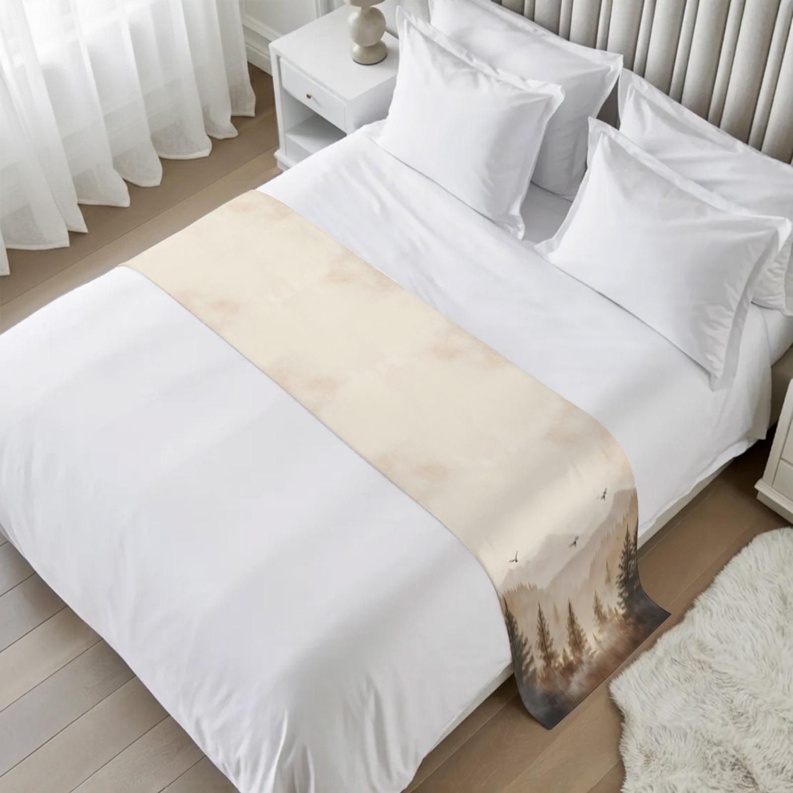 Bed Runner Bird Forest Bedding Scarves Soft Decorative Bed Flag ...