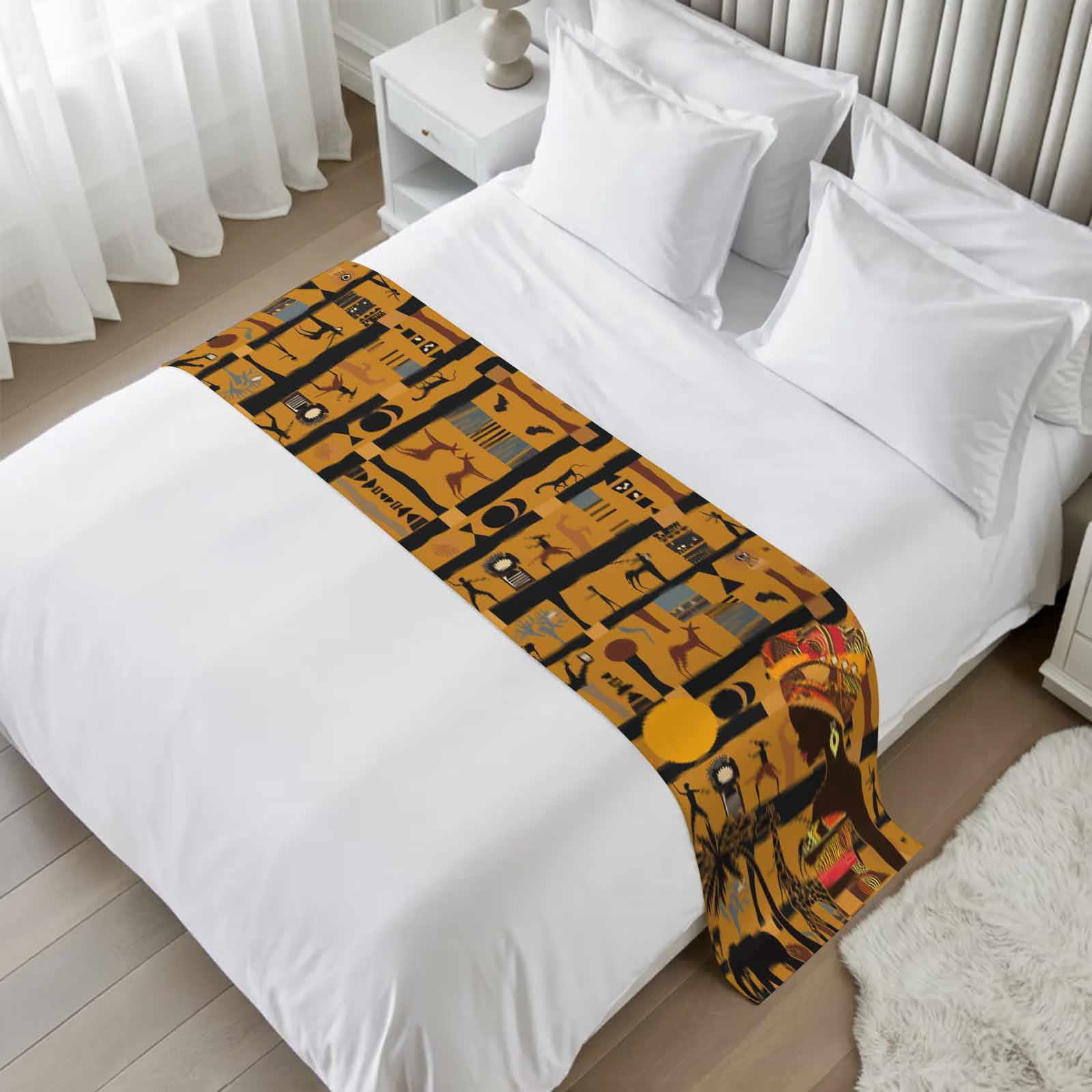 Bed Runner Black African Women Bedding Scarves Soft Decorative Bed Flag ...