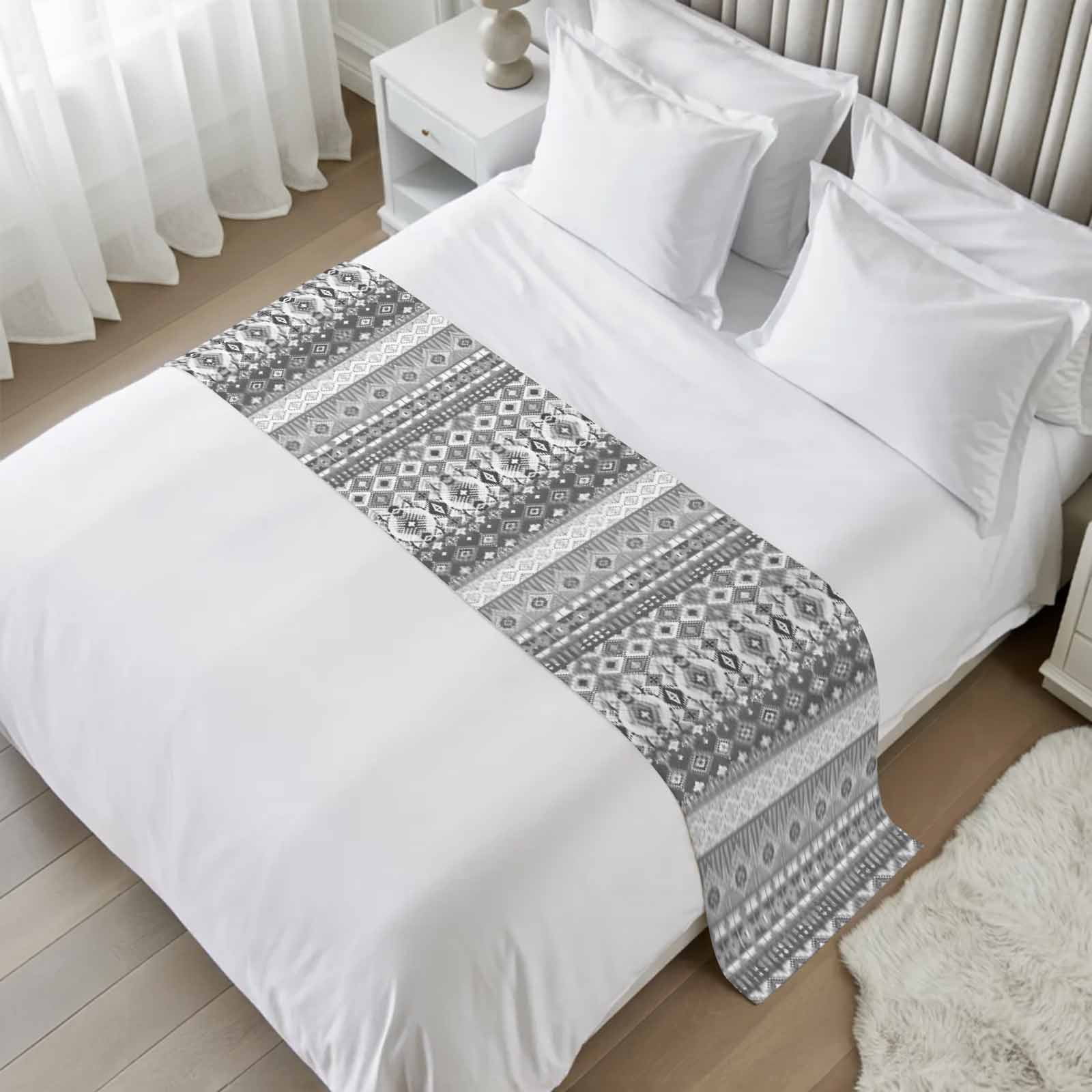 Bed Runner Black Bohemian Bedding Scarves Soft Decorative Bed Flag Boho ...
