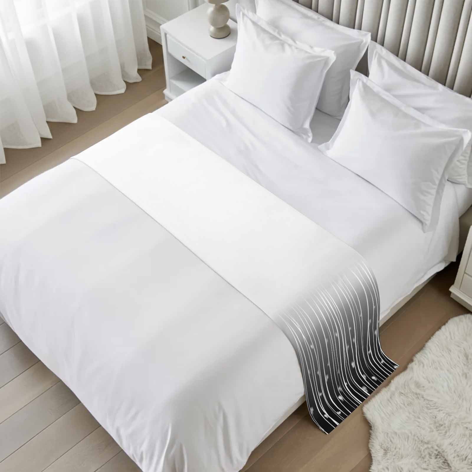 Bed Runner Black Lines Bedding Scarves Soft Decorative Bed Flag ...