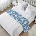 Bed Runner Blue Coastal Marine Life Bedding Scarves Soft Decorative Bed ...