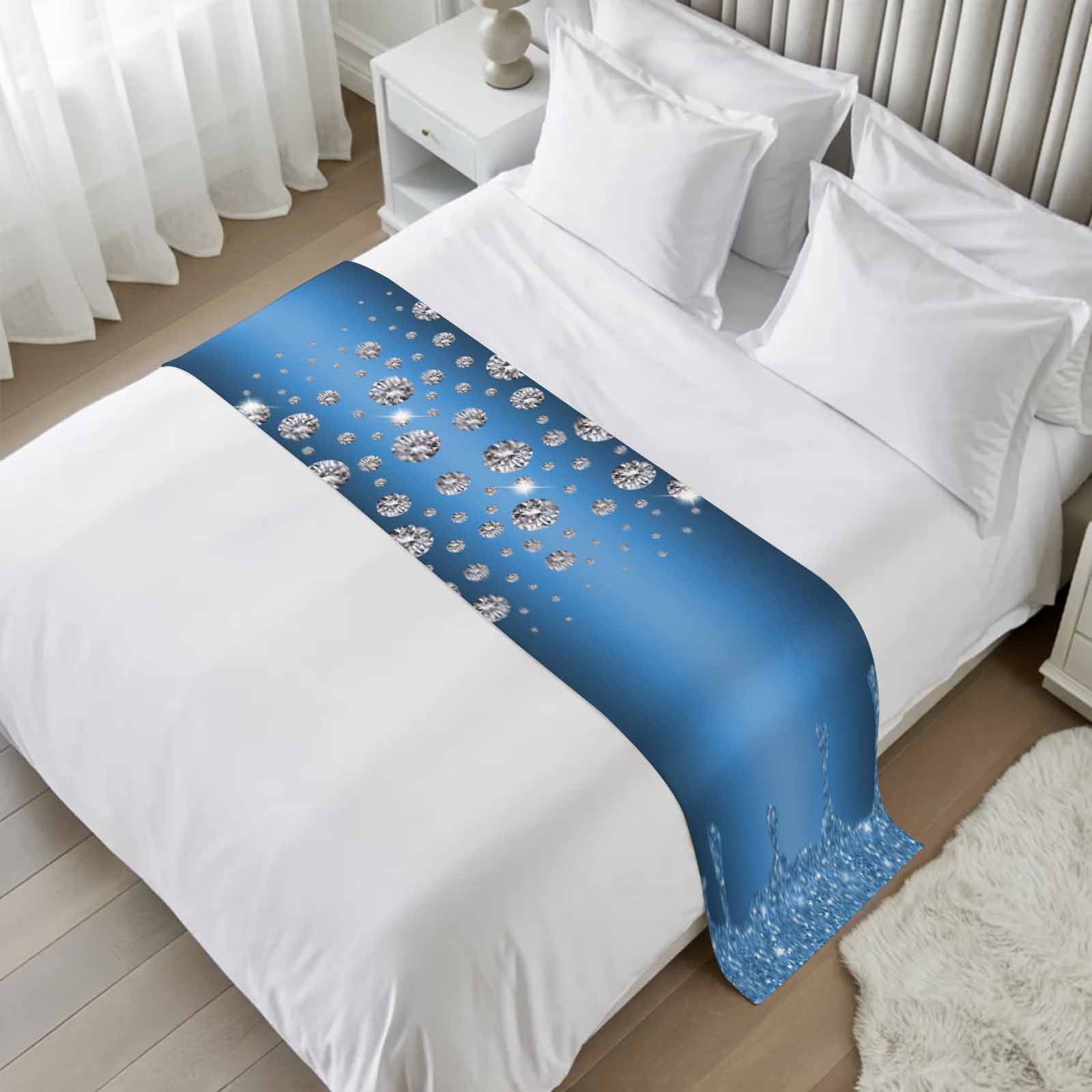 Bed Runner Blue Diamond Bedding Scarves Soft Decorative Bed Flag Luxury ...