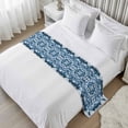 Bed Runner Blue Floral Bedding Scarves Soft Decorative Bed Flag Vintage ...