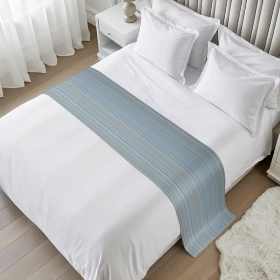 Bed Runner Blue Lines Waves Bedding Scarves Soft Decorative Bed Flag ...